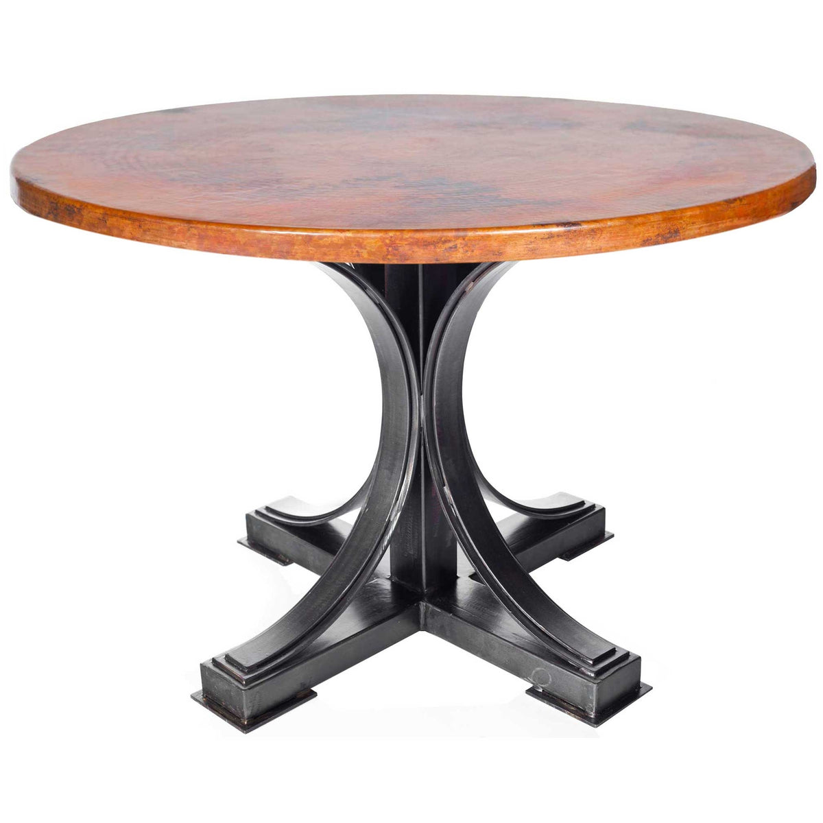 Winston Iron Dining Table with 60-in. Round Hammered Copper Top – timelesswroughtiron