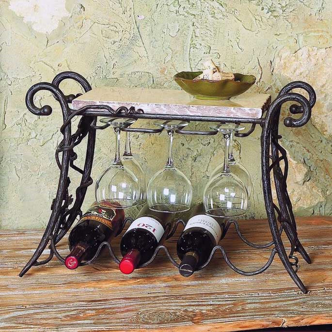 Vineyard 4 Bottle Wine & Glass Rack – timelesswroughtiron