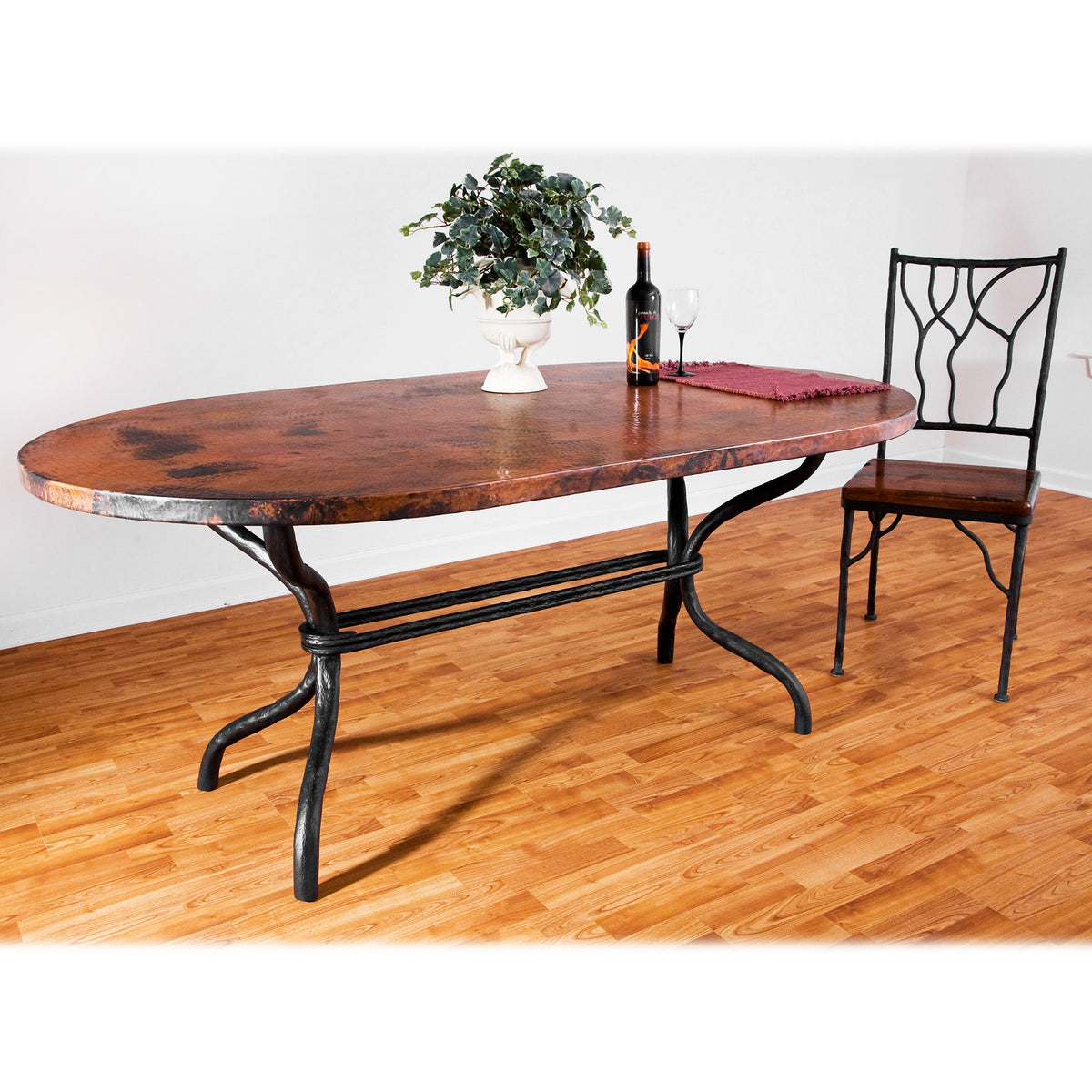Contemporary Wrought Iron Woodland Dining Table | 42in x 72in Rectangle ...