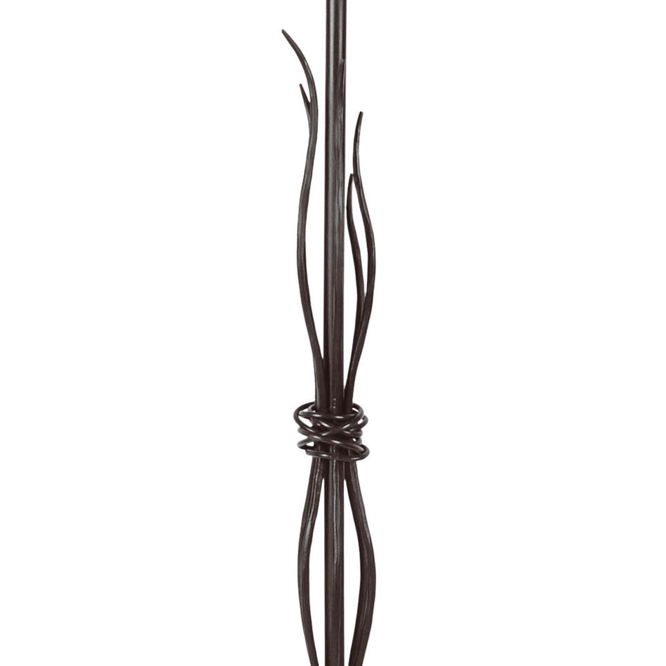 Wrought Iron River Reed Torchiere Floor Lamp with Glass Shade ...