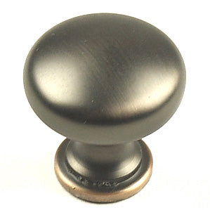 Glacier II Zinc Die Cast, Knob, 1-3/16" dia., Antique Bronze / Copper ...