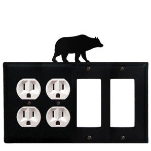 Wrought Iron Bear Combination Cover - Double Outlets with Double GFI ...