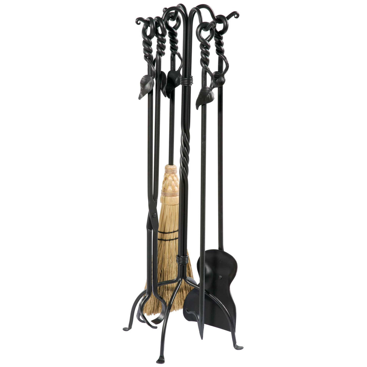 Wrought iron Fireplace Tool Set - Leaf Fireplace Tool Set | 5 Piece ...